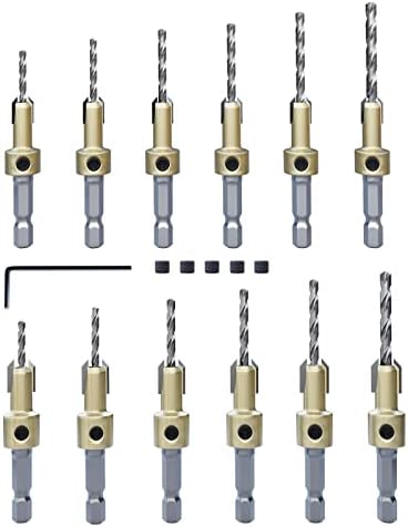 CSOOM Pro Countersink Drill Bit Set 12Pcs,with 1/4" Hex Shank Quick ...