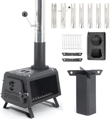 Amazon.com: Wood Burning Stove with Fire Window,Portable Tent Stove ...