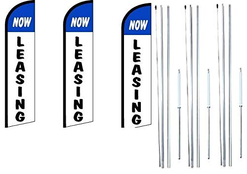 Amazon.com : OnPoint Wares Now Leasing (Blue & White) King Feather Flag ...