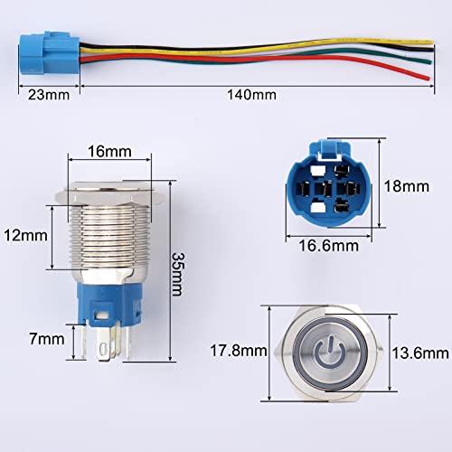 Snapklik.com : DMWD 2PCS 16mm Latching Push Button Switch 12V-24V On ...
