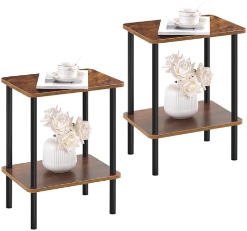 Amazon.com: Apicizon 2 Tier End Table Set of 2, Boho Side Table with ...