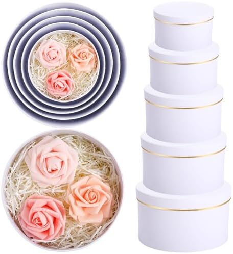 Amazon.com: Nuenen Gift Boxes with Lids Floral Foam Set Round Boxes ...