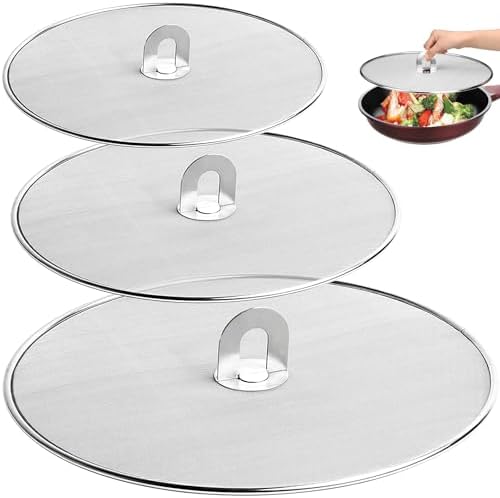 HATANSE Pack of 3 Splash Guards Pans Stainless Steel Multi-Use Grease ...