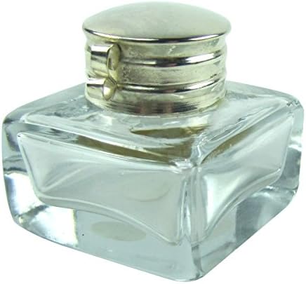 Amazon.com: Antique Silver Colbalt Blue Square Glass Inkwell : Home ...