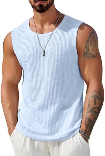 COOFANDY Mens Casual Tank Tops 2 Pack Waffle Knit Sleeveless T Shirt ...