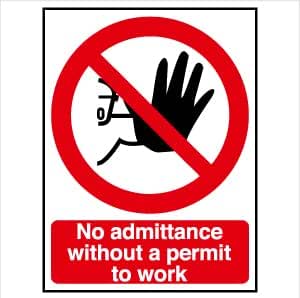 No Admittance Without a Permit to Work Sign, PVC Waterproof Sticker ...
