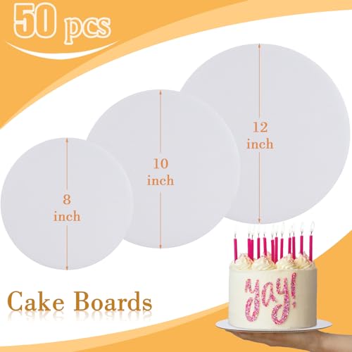 Snapklik.com : Cake Boards 50 PCS, Cake Boards 8, 10, 12 Inch Round ...