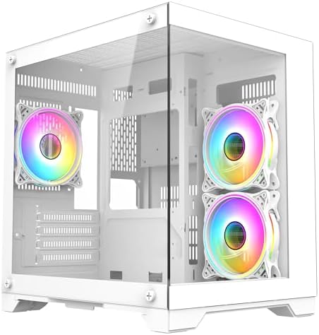 CiT Overseer White Dual Tempered Glass Panelling Micro-ATX PC Gaming ...