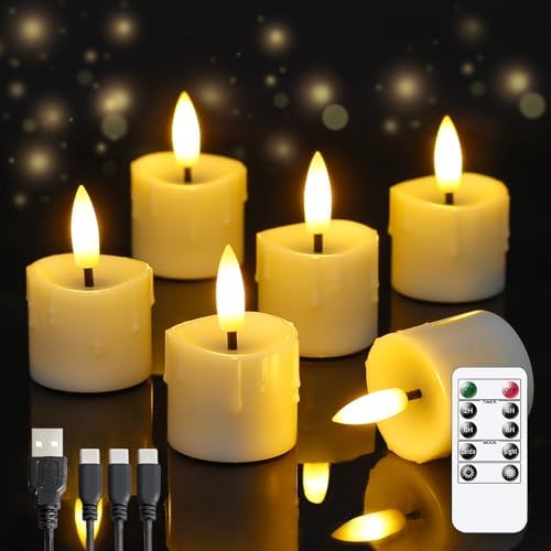Amazon.com: CozierGlow Rechargeable Tea Lights with Remote Timer, 3D ...
