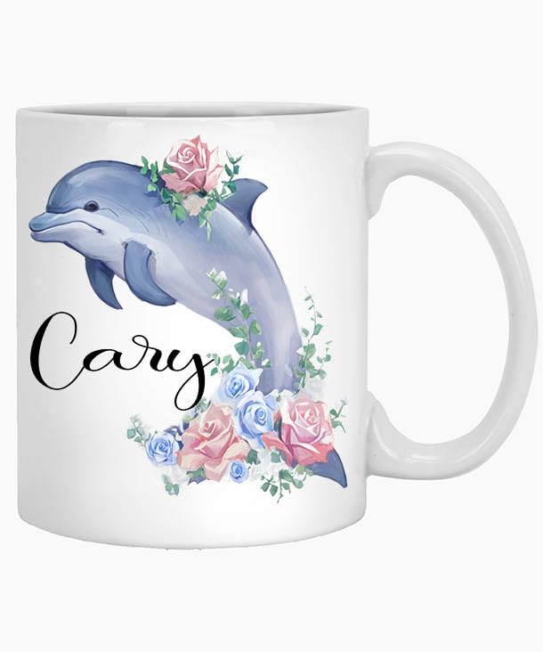 Amazon.com: Dolphin Gifts, Dolphin Name Cary 11oz White Mug Mug ...