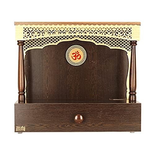 CREATA IMPEX MAHIRAP Wooden Pillar MANDIR with Decorative Arch & LED ...