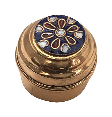 Buy Tamrakala Handmade Copper, Enamling Meenakari Dibbi (4 cm x 4 cm x ...