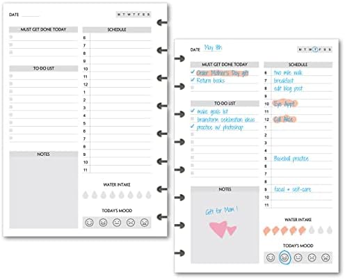 Amazon.com : Undated Daily To Do Paper for 8-Discbound Notebooks, 180 ...