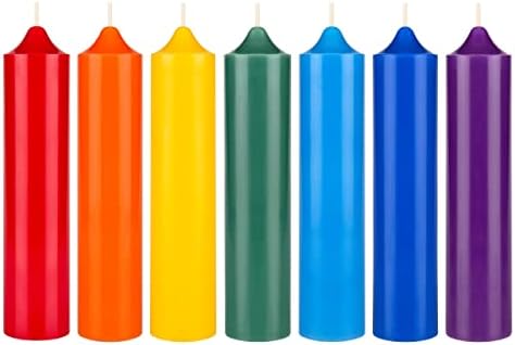 Amazon.com: Mega Candles 3 pcs Unscented Multi Color Chakra Glass ...