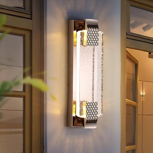 Jiinoo Wall Lamp Fixture, Gold Crystal Wall Lights, 12W LED Wall Sconce ...