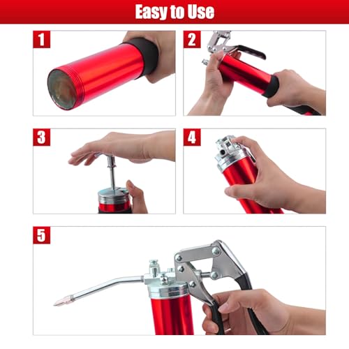 CYEER Heavy Duty Grease Gun, 7000 PSI High Pressure Professional Pistol ...