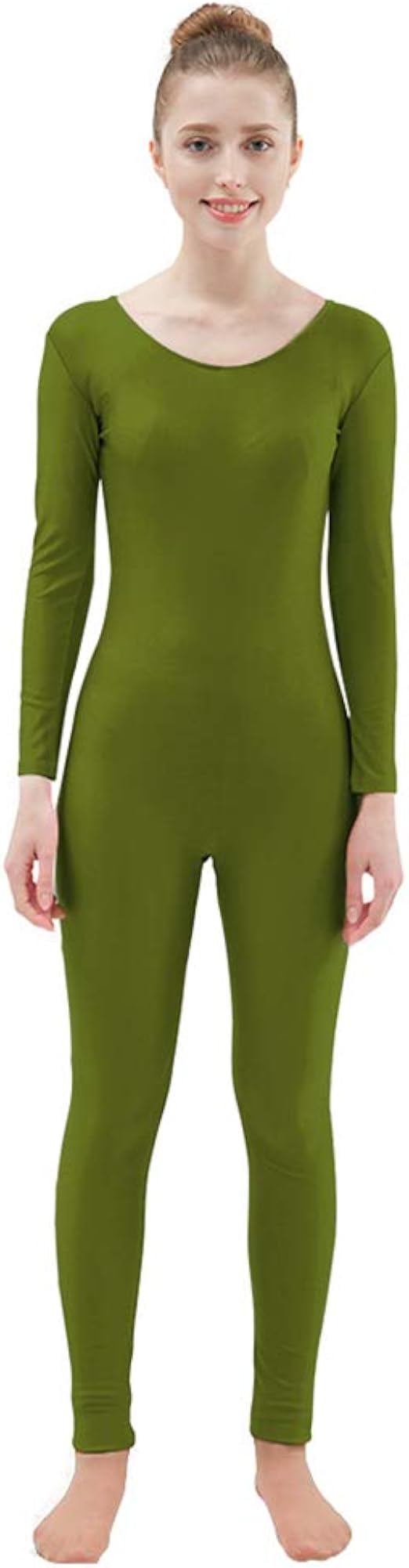 Amazon.com: Ensnovo Womens Spandex Bodysuit Long Sleeve Scoop Neckline ...