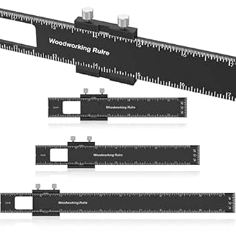 3Pcs Woodworking Ruler 6 8 12inch Metal Woodworking Precision Pocket ...