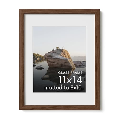 HAUS AND HUES 11x14 Picture Frame with Real Glass & Walnut American Oak ...