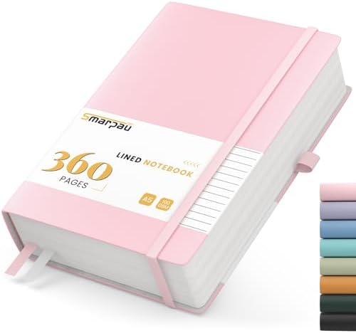 Smarpau Notebook A5 Lined Journal - Leather Journal Notebook with 360 ...