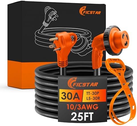Amazon.com: Ficstar 30 Amp RV Extension Cord,25 ft,Heavy Duty Generator ...
