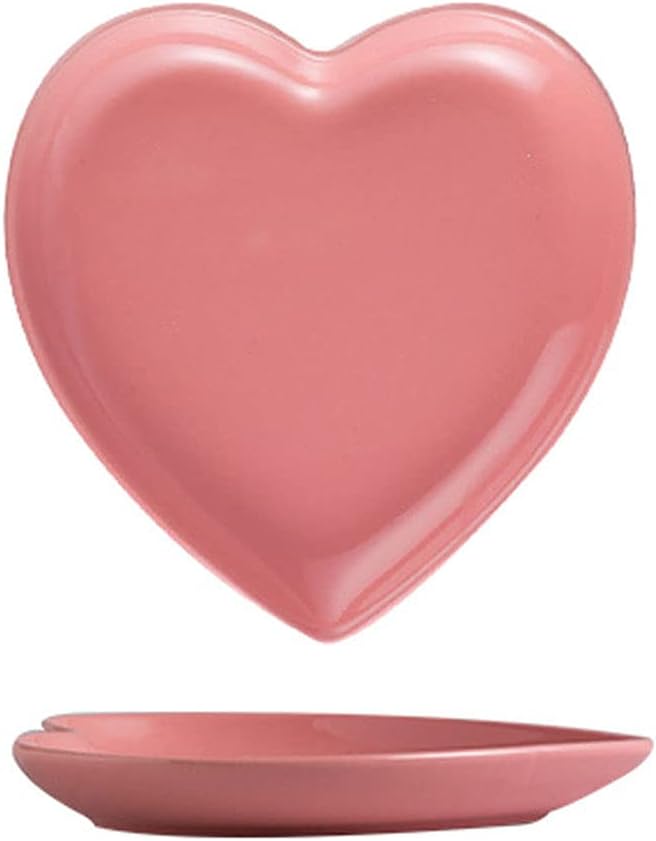 Amazon.com | FUYU 2pcs Colorful Heart Shaped Ceramic Dinner Plate for ...