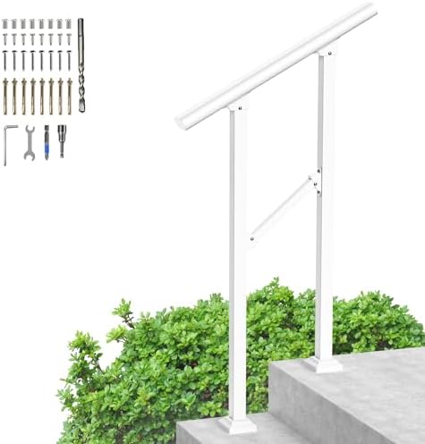VEVOR Handrails for Outdoor Steps, 1-2 Step Stair Hand Rail Kit ...