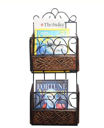 Magazine Rack (Double) Floating Magazine Holder Wall Shelf | 2 Shelves ...