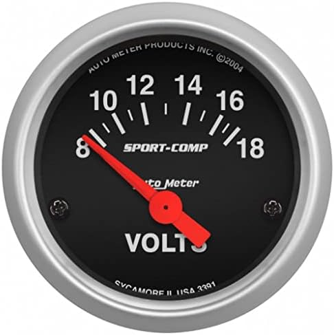 Amazon.com: AutoMeter Sport-Comp Voltmeter Gauge Electronic 52mm | 8-18 ...