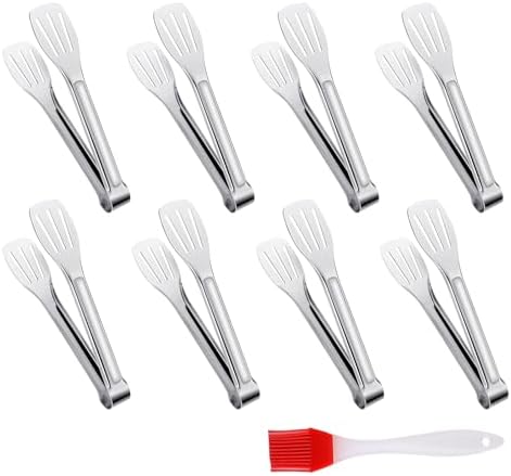 CANGCANG 8 Pack Serving Tongs Buffet, 7 Inch Kitchen Tong Stainless ...