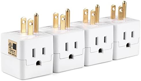 3 Outlet Wall Adapter Cube Tap, UL Listed 3 Prong Grounded Plug ...