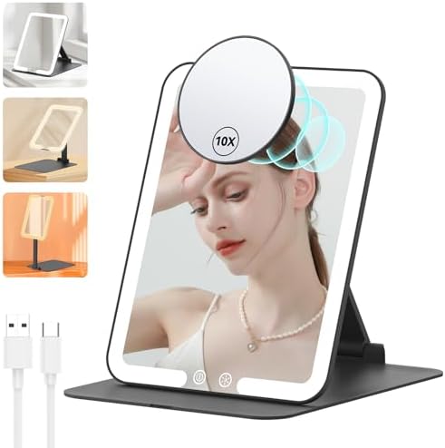 Amazon.com: Rechargeable Travel Makeup Mirror with 10X Magnifying ...