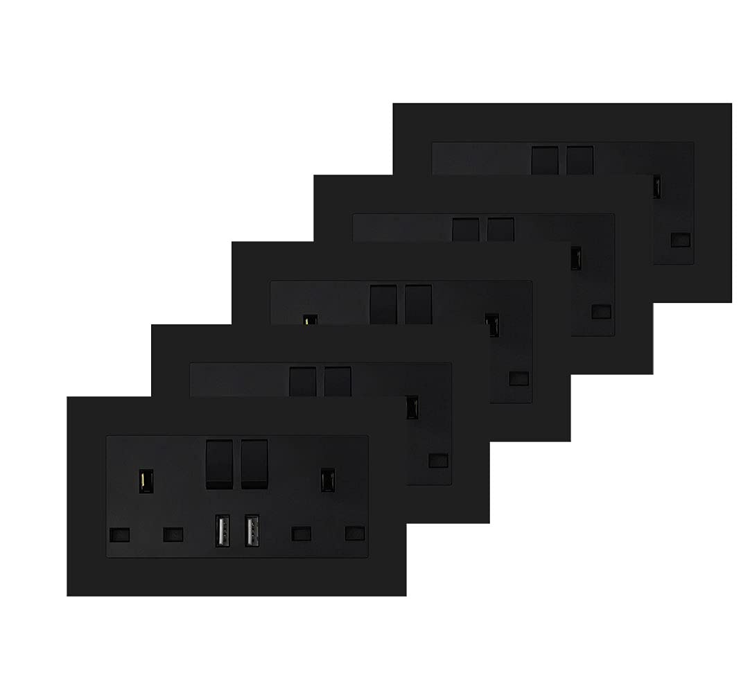 Viswe double socket with two usb,white black electric plastic 2 gang ...