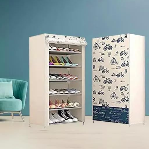 STORIA 6-Tiers Shoe Rack/Multipurpose Storage Rack with Dustproof Cover ...