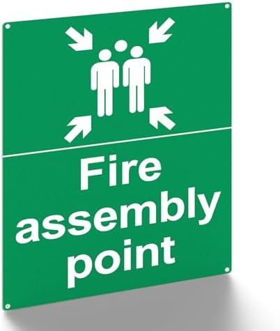 Fire Assembly Point Sign - 400 x 300 x 1mm - Matte Rigid Plastic Fire ...