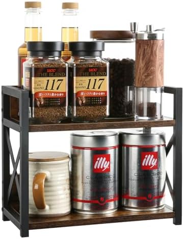Amazon.com: AVLA 2-Tier Coffee Station Organizer, Bamboo Kitchen ...