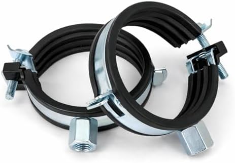 1 1/2" (max 46mm) (Pack of 2) EPDM Pipe Clamp with Rubber Insert Heavy ...