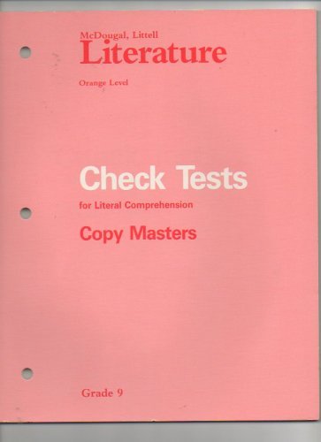 Mcdougal, Littell Literature, Check Test for Literal Comprehension ...