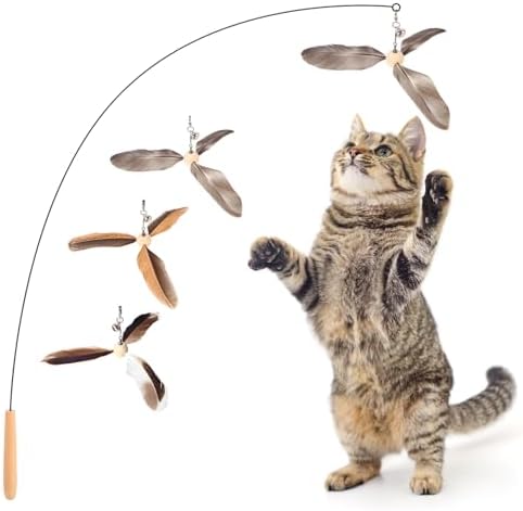Amazon.com : Homelwsun Cat Wand Toys, Interactive Cat Toys, 3 Nature ...