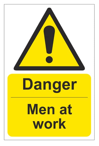 Danger!! Men at Work Sign, Waterproof Sticker Sign : Amazon.in: Office ...