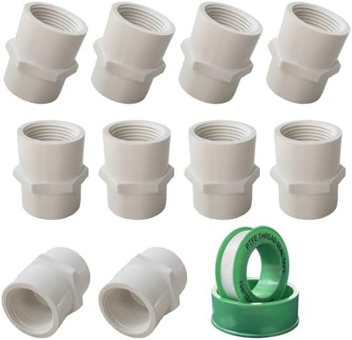 YTFSA 10Pcs White PVC Pipe Fitting, 1 inch NPT Female Thread PVC Pipe ...