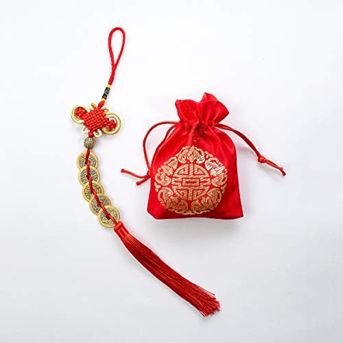 EORTA 5 Pieces Chinese Knot Tassel Red Charm Talisman with Ancient Feng ...