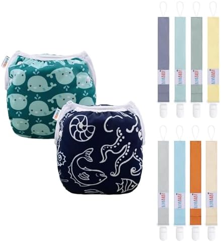 Amazon.com: ALVABABY 2 Packs Swim Diapers Swimming Lessons 8 Packs ...