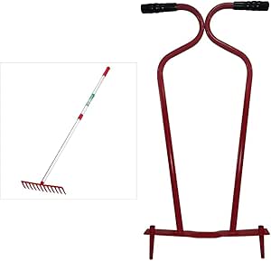 Amazon | 【セット買い】キンボシ(Kinboshi) ゴールデンスター(Kinboshi)芝生のサッチ取りレーキ12本爪伸縮アルミ柄付4036 + ローンパンチX 芝生手入用具 芝生の ...