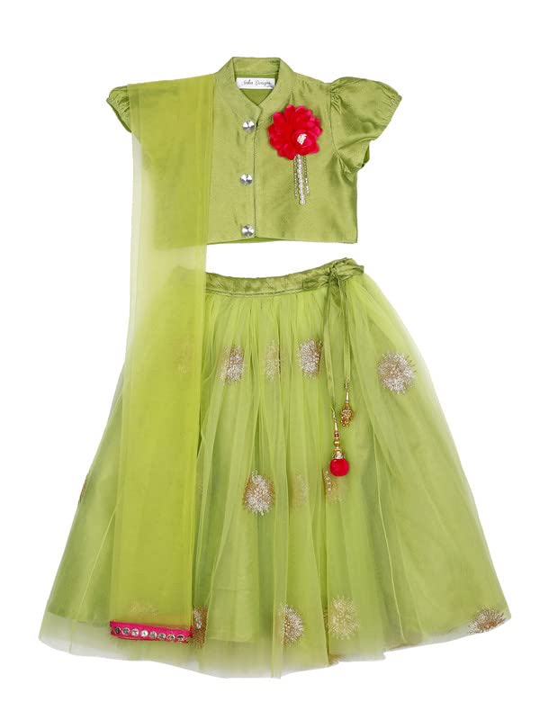 Buy SAKA DESIGNS Girl Neon Green Lehenga Choli with Dupatta(6-12M) _KWF ...