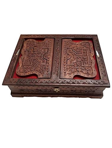 K N Handicraft Present Wooden Rehal Box Geeta Ramayan Bible Holy Books ...