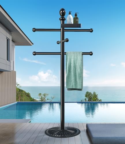 Amazon.com: Pool Outdoor Towel Rack, 6 Bars Metal Heavy Duty Never Tilt ...