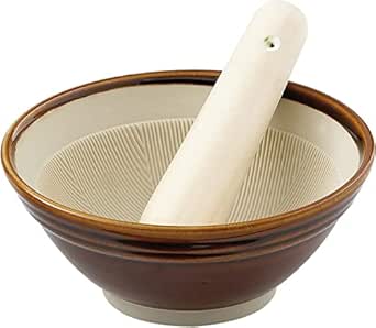 Japanese Mortar and Pestle - Suribachi Set - Wooden Pestle and Mortar for Crushing Sesame Seeds ...