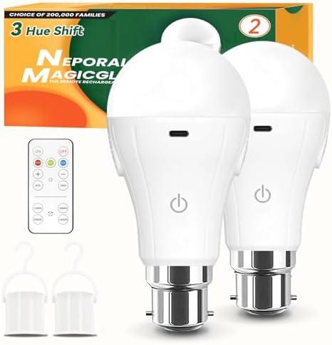 Neporal MagicGlow Rechargeable Light Bulbs with Remote, 3 Hue Shift ...
