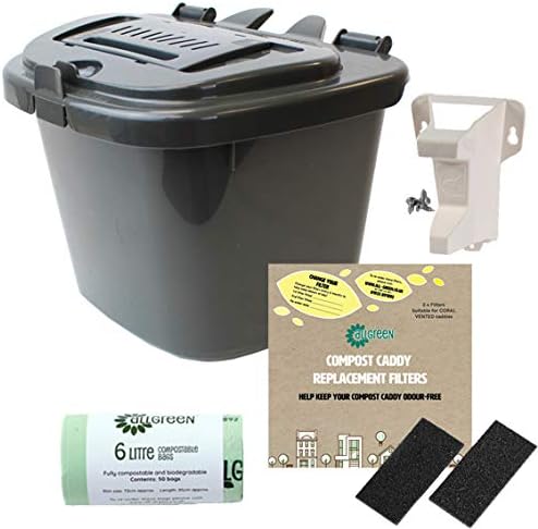 Dark Grey 5L Vented Kitchen Compost Caddy - Composting Bin for Food ...